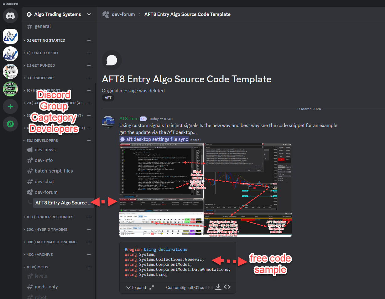 build your own algo with the AFT Custom Signals Engine and your favorite NinjaScript trade rules ...